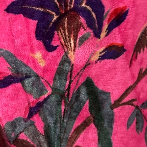 Vintage Style Cotton Velvet Hot Pink Color Bird Print Luxury Curtain ...