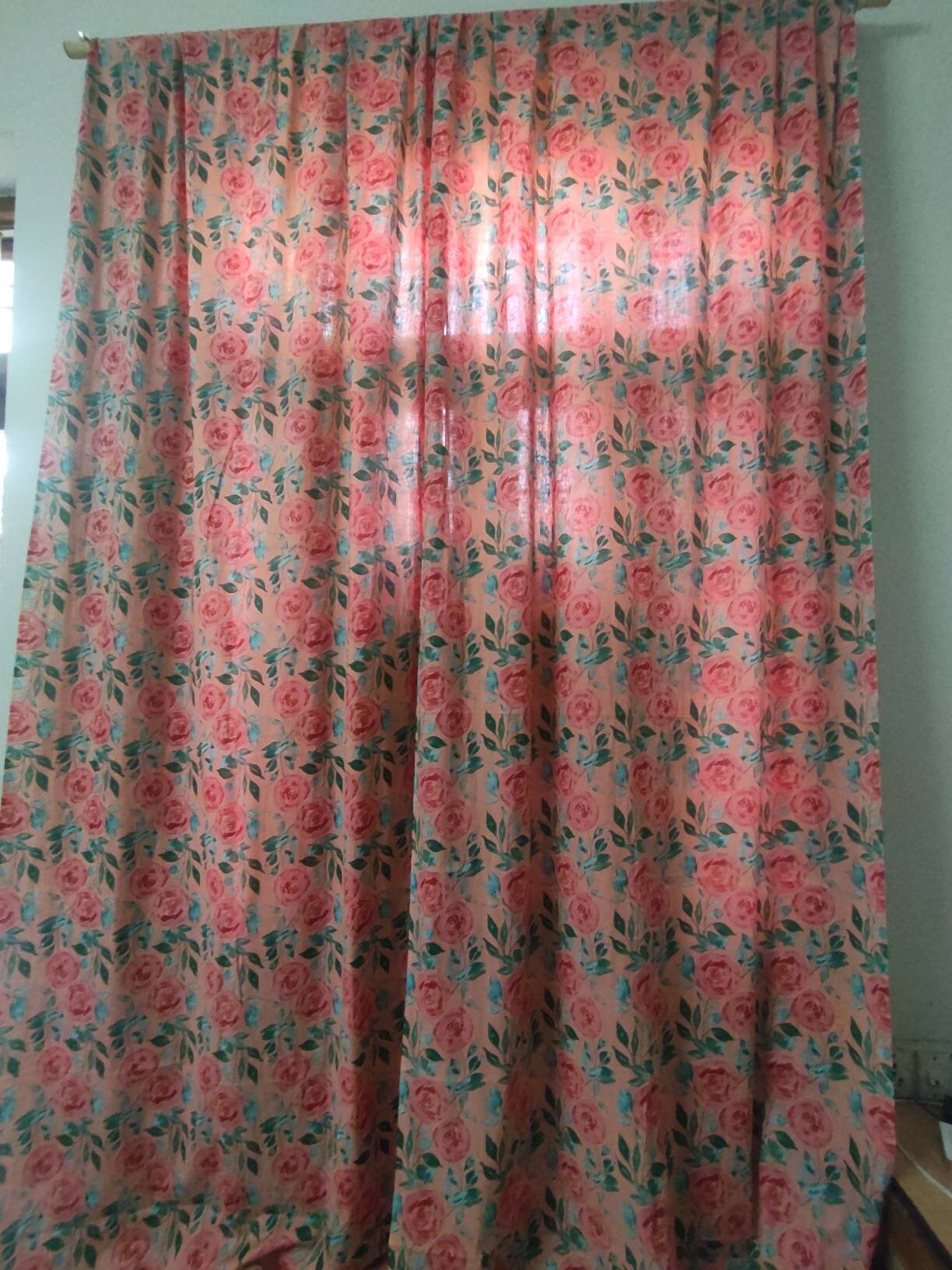 Vintage Floral Curtainboho Drapes Set of Two Cotton Curtains - Etsy