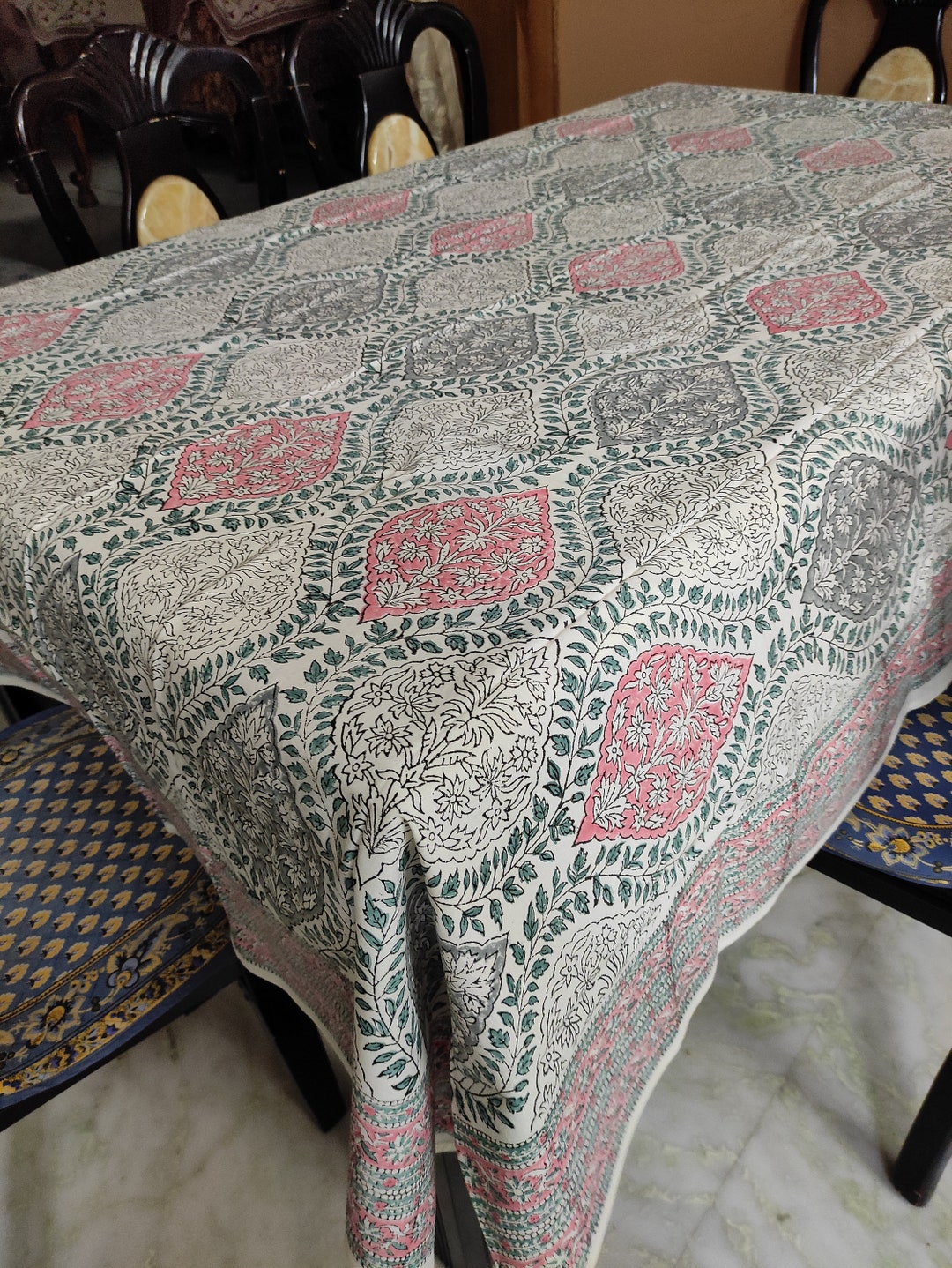 Hand Block Print Table Cloth,fine Dining Cloth, Hand Block Printing ...