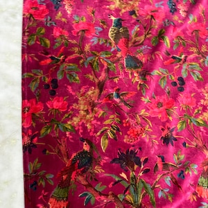 Luxury Cotton Velvet Bird Print by Yards, Velvet Fabric for Upholstery ...