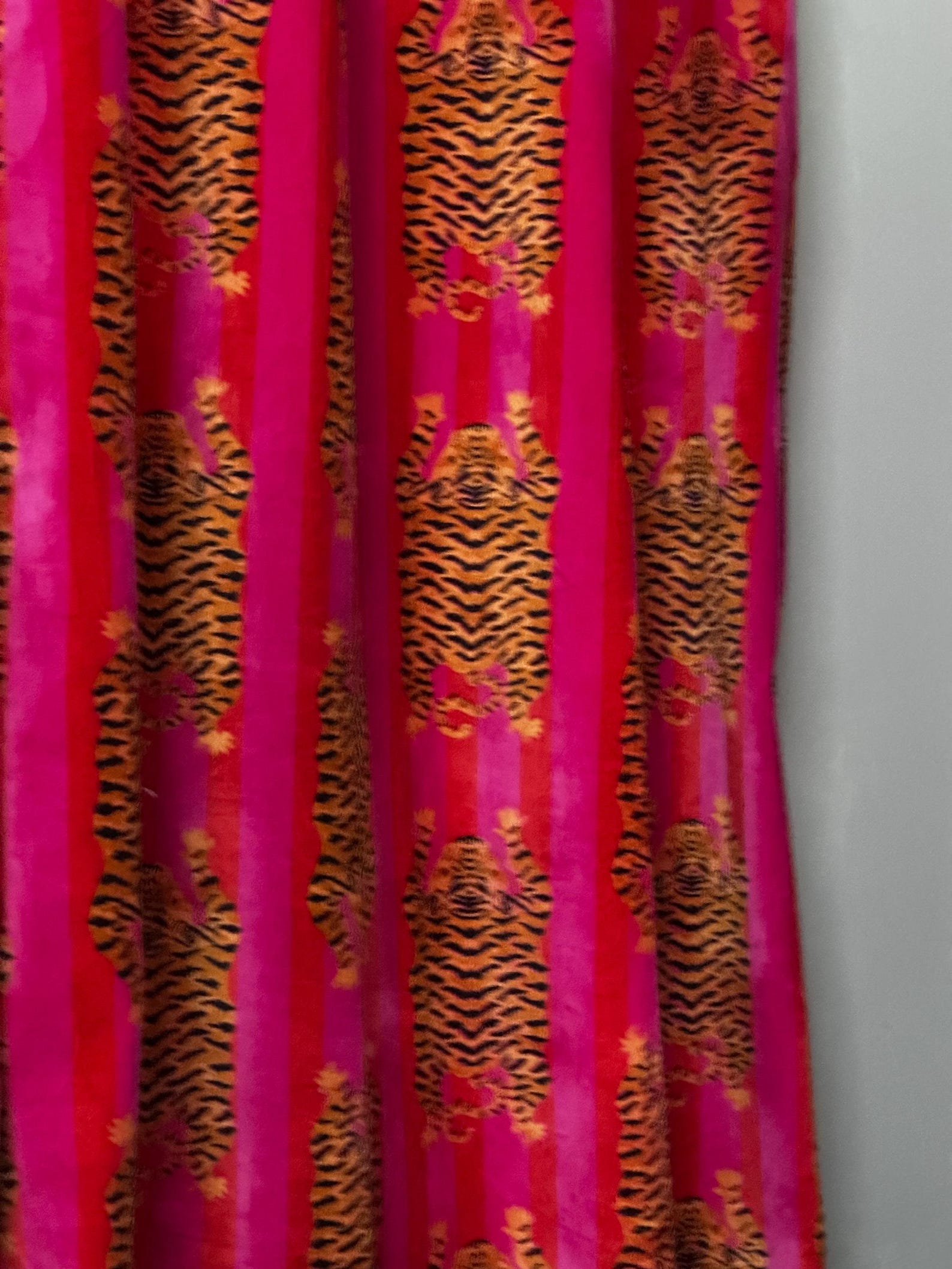 Hot Pink Orange Striped Velvet Tiger Curtains – Maximalist Eclectic ...