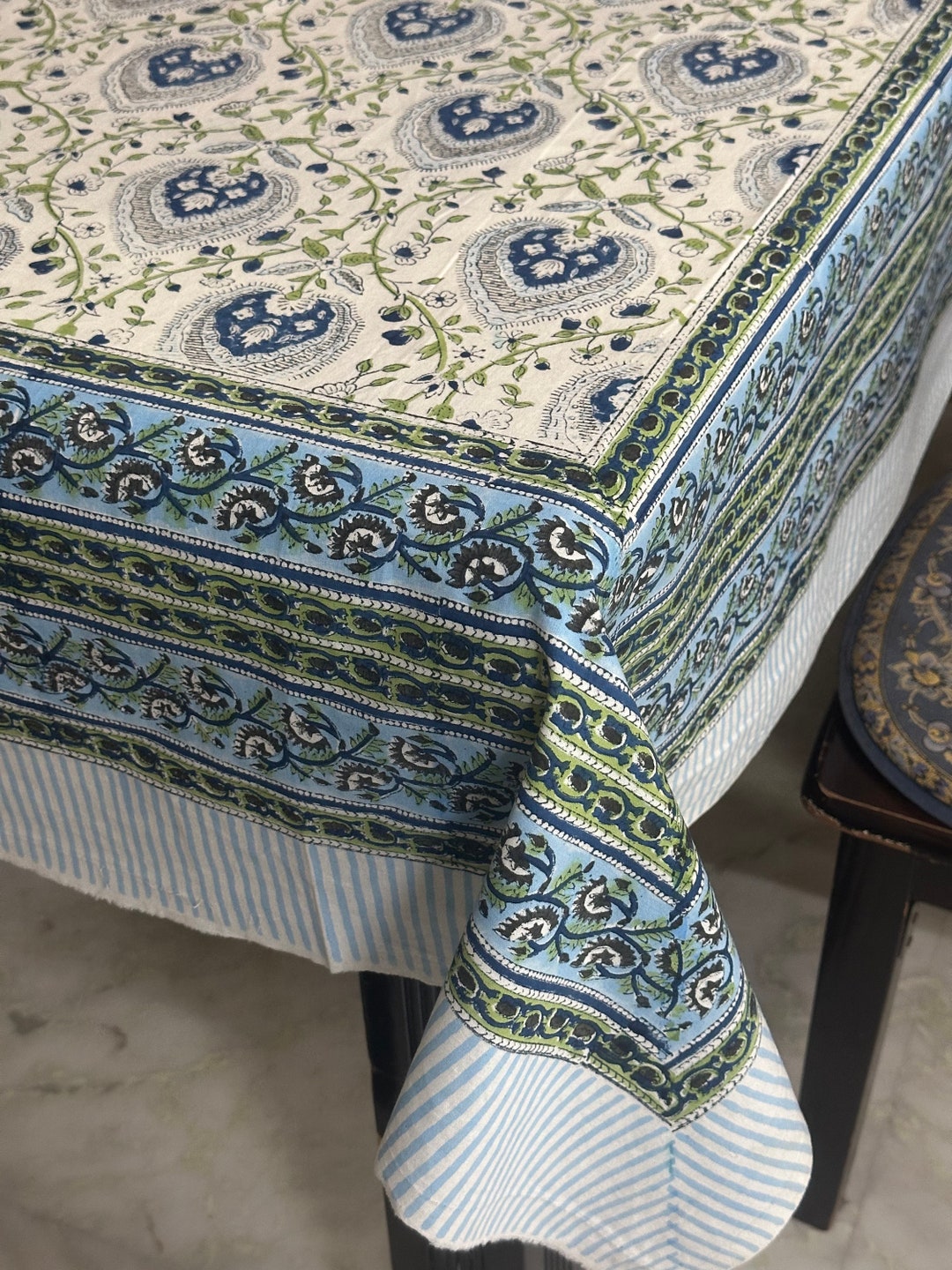 Hand Block Print Table Cloth, Rectangular Table Cloth, Fine Dining ...