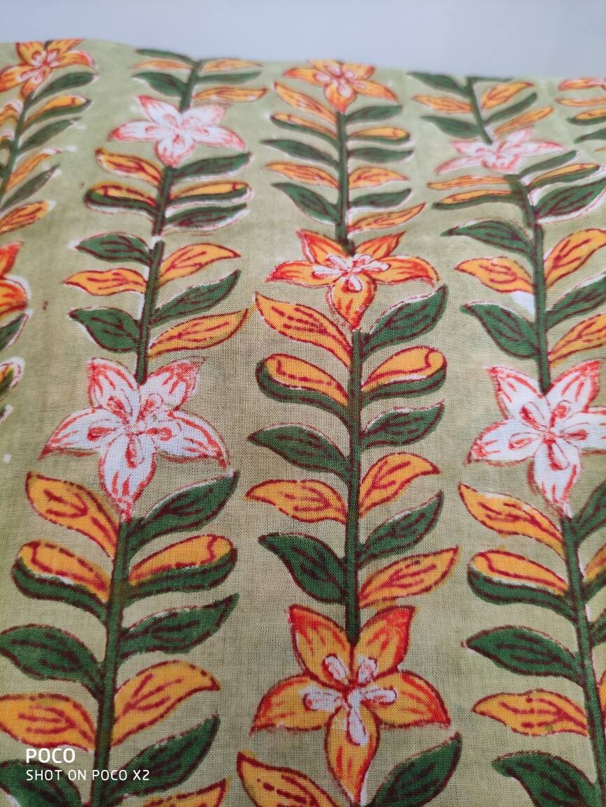 Indian Hand Block Cotton Fabric Floral Block Print Soft Cotton - Etsy