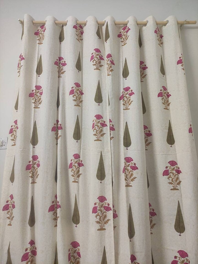 Block Print Curtain SET OF TWO Panels Bohemian Curtains - Etsy