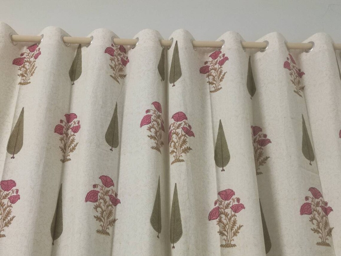 Block Print Curtain SET OF TWO Panels Bohemian Curtains - Etsy