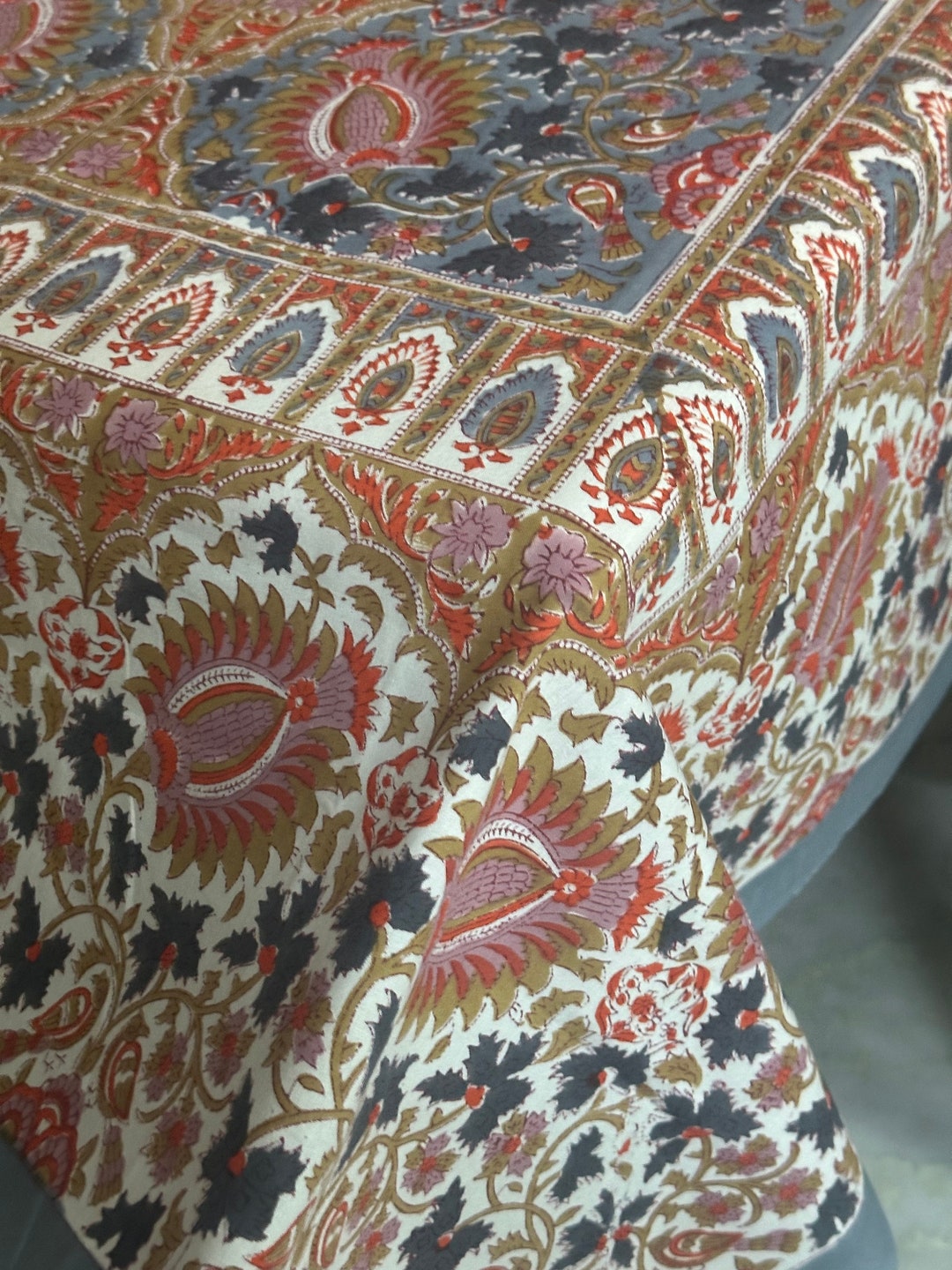 Hand Block Print Table Cloth, Rectangular Table Cloth, Fine Dining ...