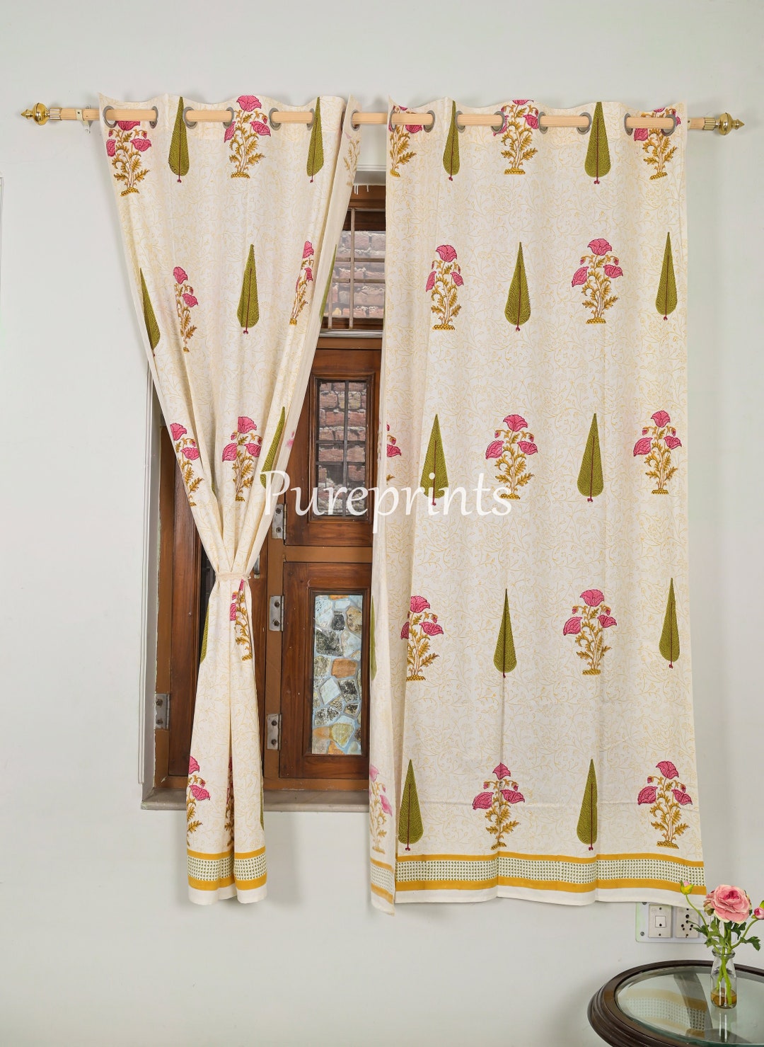 Block Print Curtain, SET OF TWO Panels, Bohemian Curtains, House ...