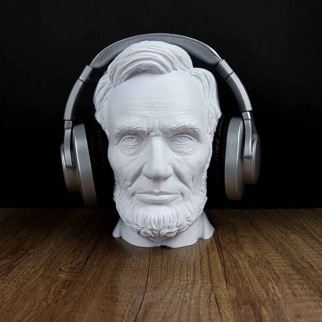 Abraham Lincoln Head Statue, Headphone Holder, Desktop Decor Headphone ...