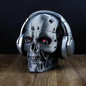 Terminator Endoskeleton Headphone Holder, Skull T-800 LED Bust, Headset ...