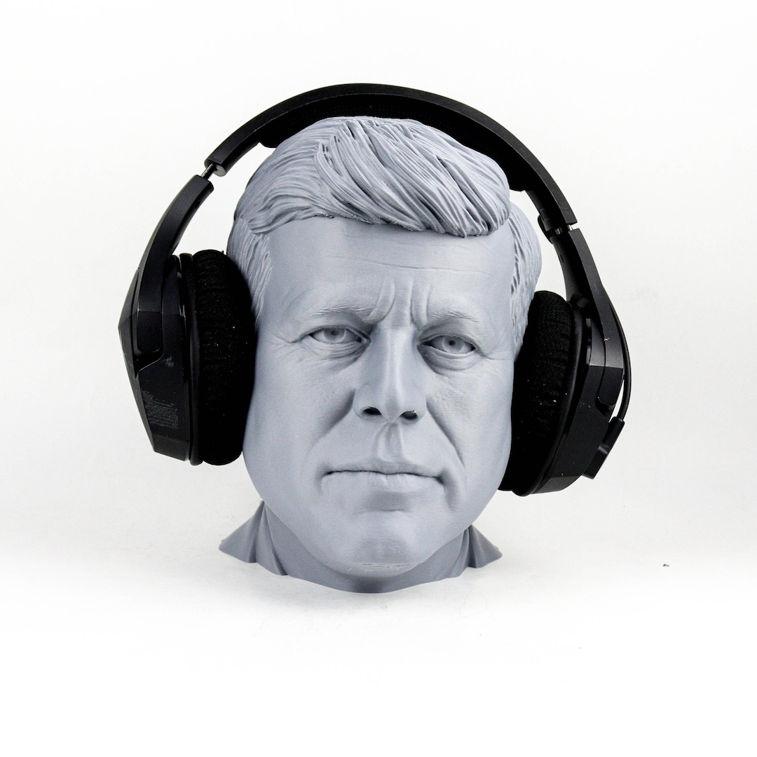 John F. Kennedy Headphone Holder, JFK Head Statue, Desktop Decor ...