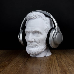 Abraham Lincoln Head Statue, Headphone Holder, Desktop Decor Headphone ...