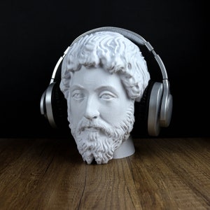 Marcus Aurelius Headphone Holder, Head Statue, Desktop Decor Headphone ...