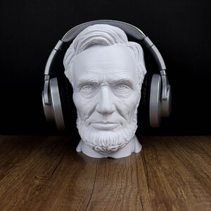 Abraham Lincoln Head Statue, Headphone Holder, Desktop Decor Headphone ...