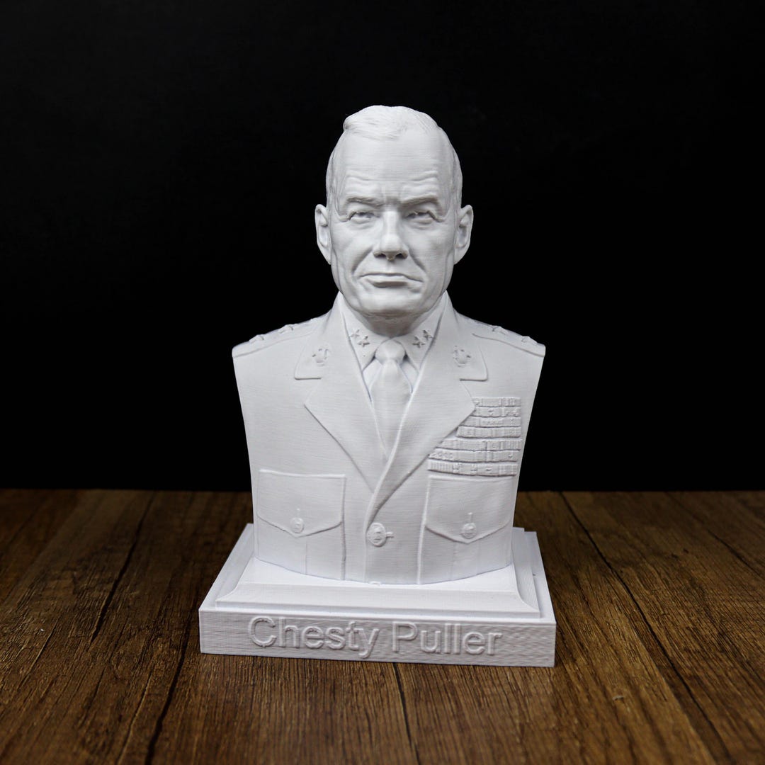 Chesty Puller Bust, USMC Hero Sculpture, Marine Corps Decor, Military ...