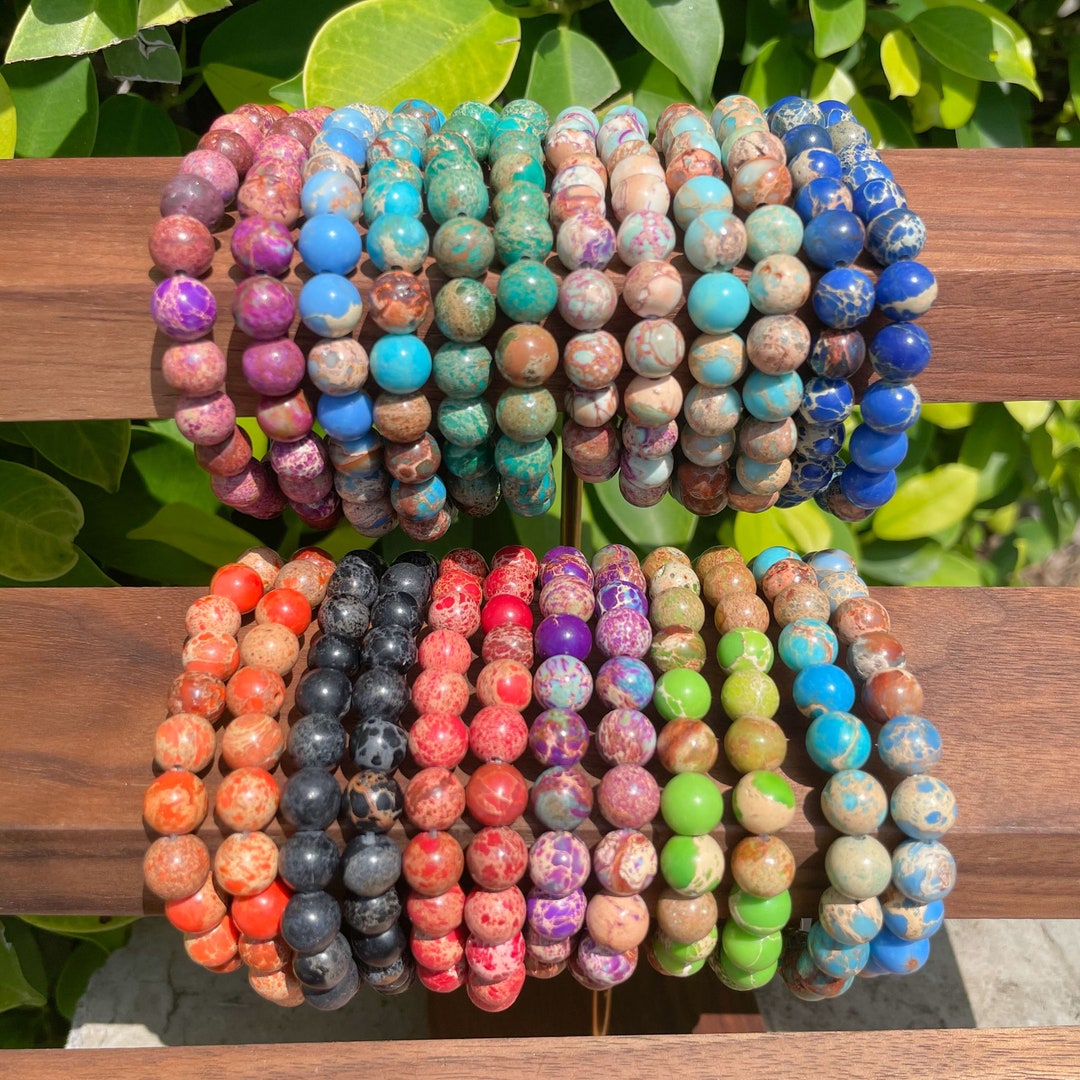 Energy Bead Bracelet L Colorful Imperial Jasper Stone Bracelets L ...