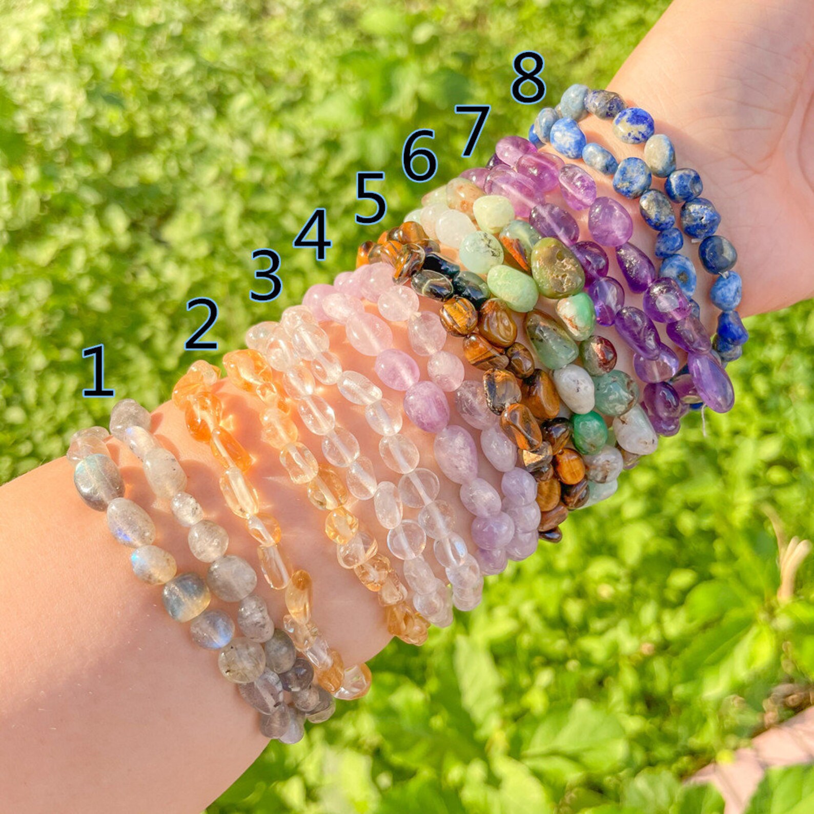 50 Stone Choice Natural Crystal Chips Braceletrainbow Crystal - Etsy