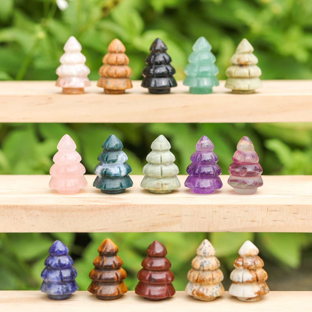 Mini Small 1inches Crystal Tree,gemstone Christmas Tree Statue,handmade ...