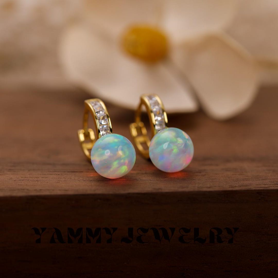 High Quality Opal Drop Earrings, Opal Gold Earring, Bridesmaid Earring ...