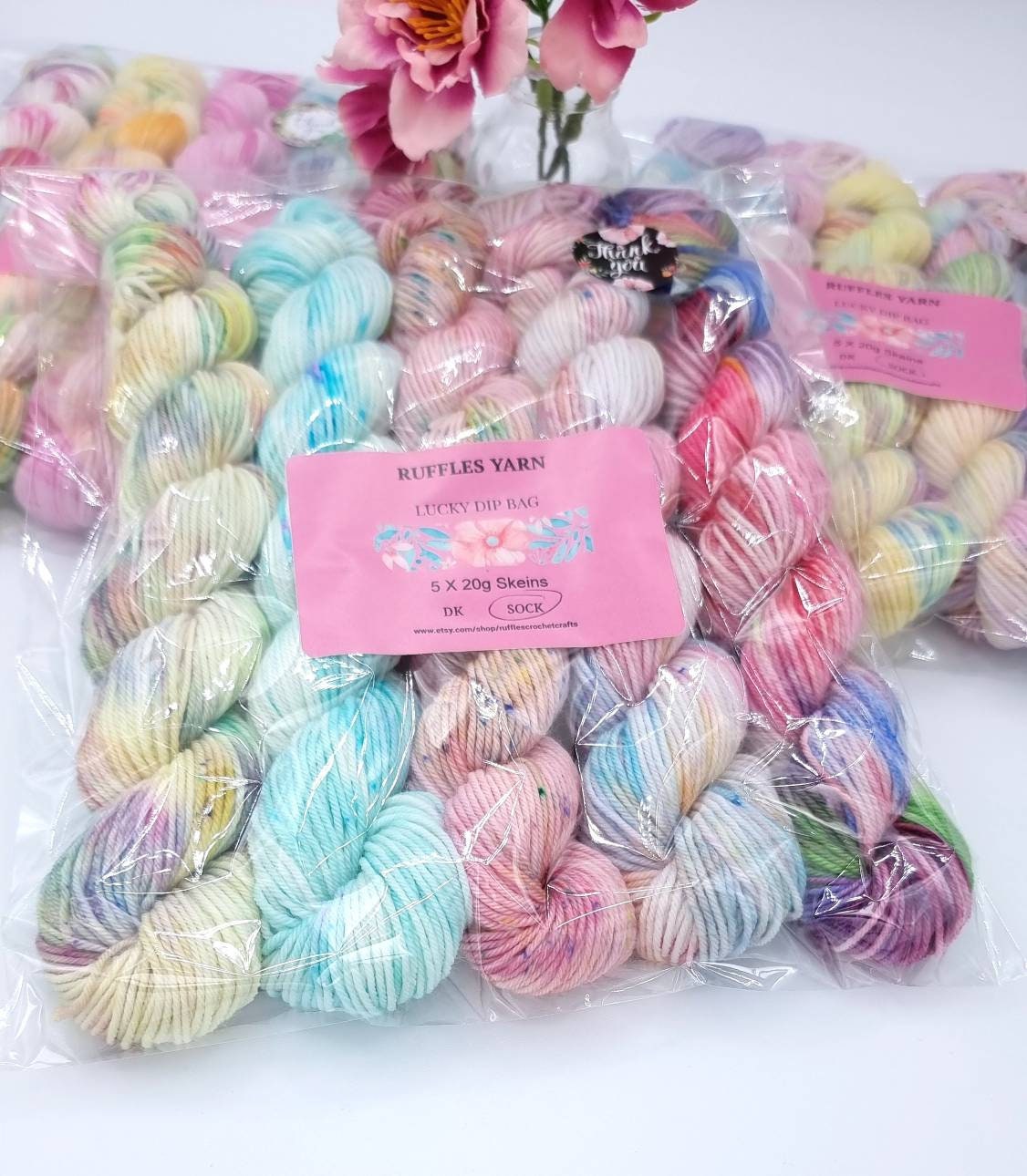 Lucky Dip Bag - 5 X 20g Skeins, Sock Yarn, Hand Dyed Yarn, Yarn Gift ...