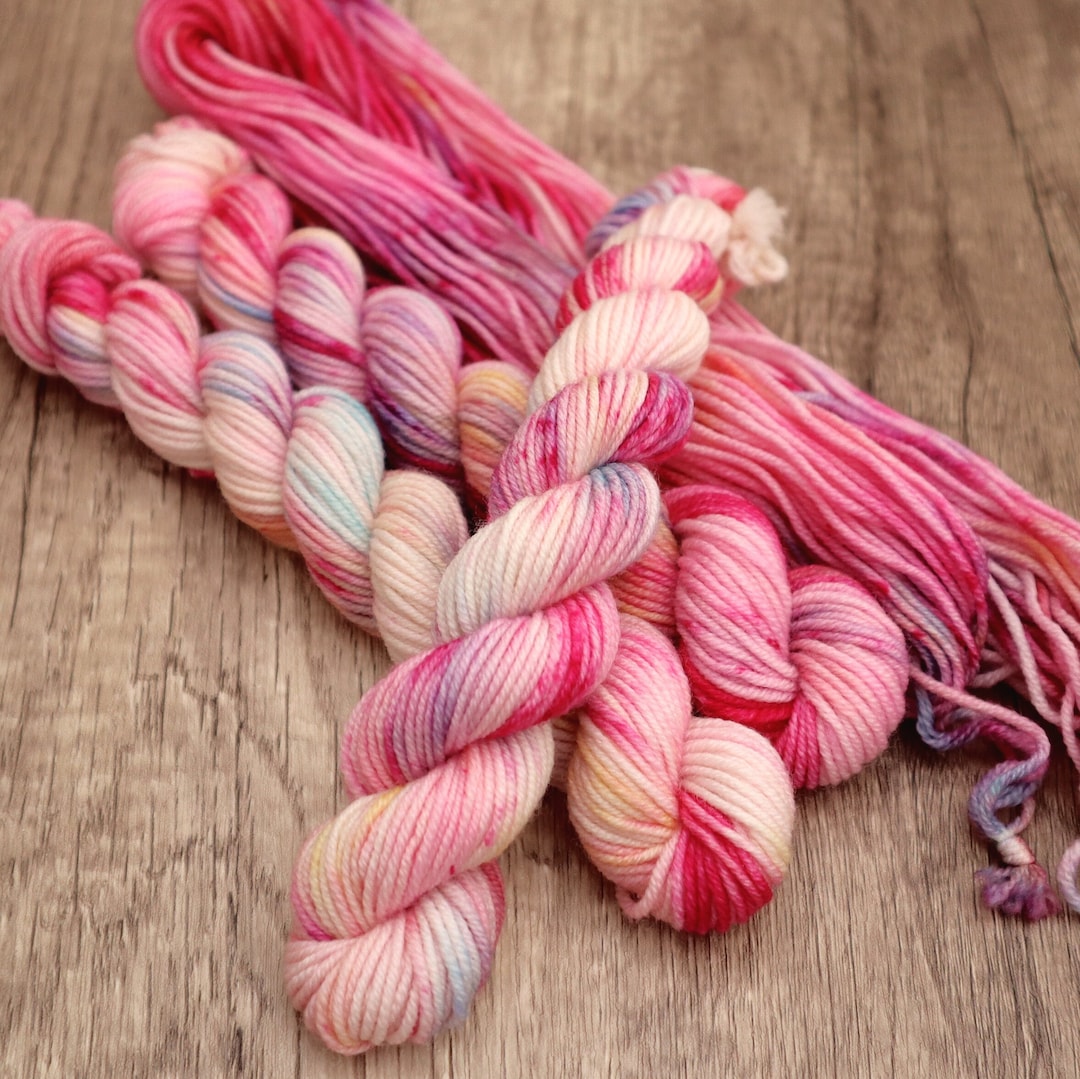 Cotton Candy Carnival 20g DK Yarn, Mini Skeins, Hand Dyed Yarn, Pink ...