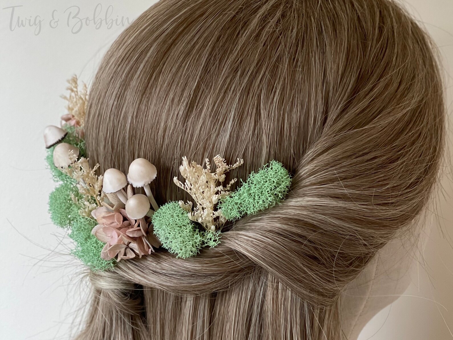 Woodland Theme Mushroom Moss Flower Hair Pins Bridal Set - Etsy