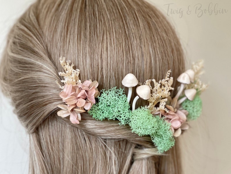 Woodland Theme Mushroom Moss Flower Hair Pins Bridal Set - Etsy