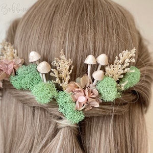 Woodland Theme Mushroom Moss Flower Hair Pins Bridal Set - Etsy