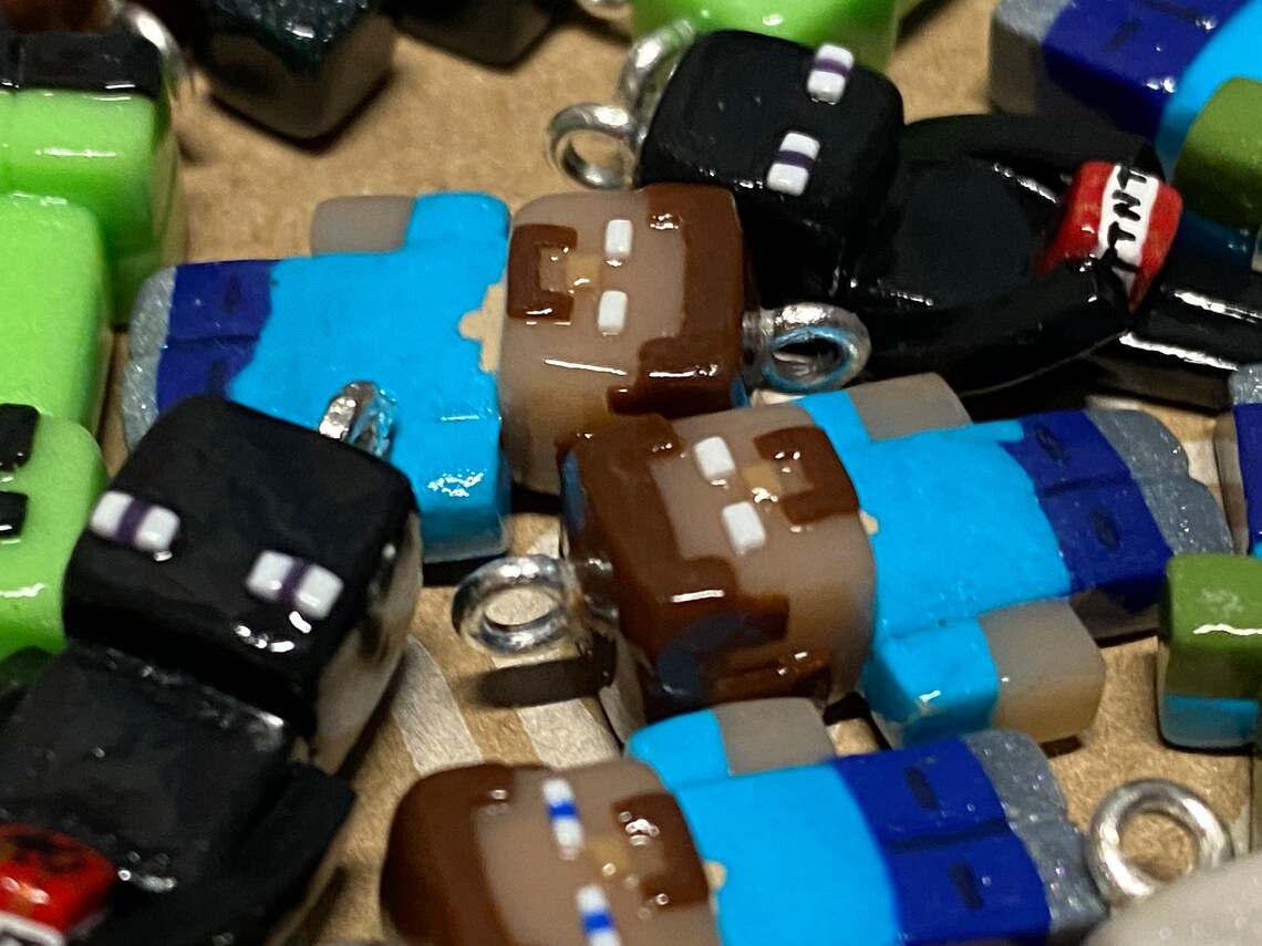 Minecraft Character Charm Necklace Polymer Clay Glow in the - Etsy Canada