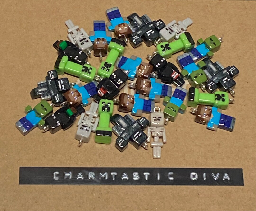 Single Miniature Minecraft Character Polymer Clay Charms - Etsy