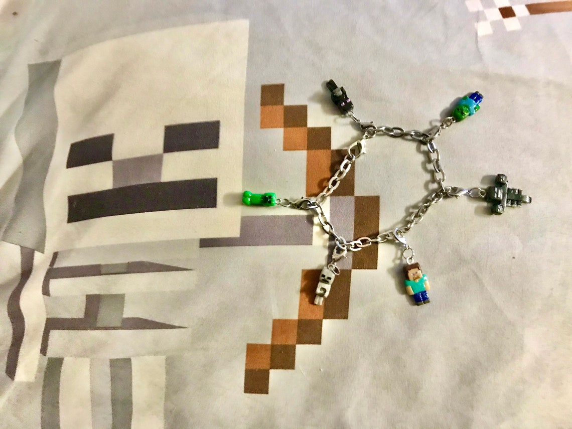 Polymer Clay Minecraft Character Charm Bracelet - Etsy UK
