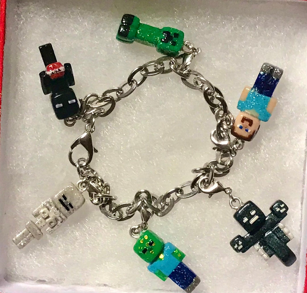 Polymer Clay Minecraft Character Charm Bracelet - Etsy UK