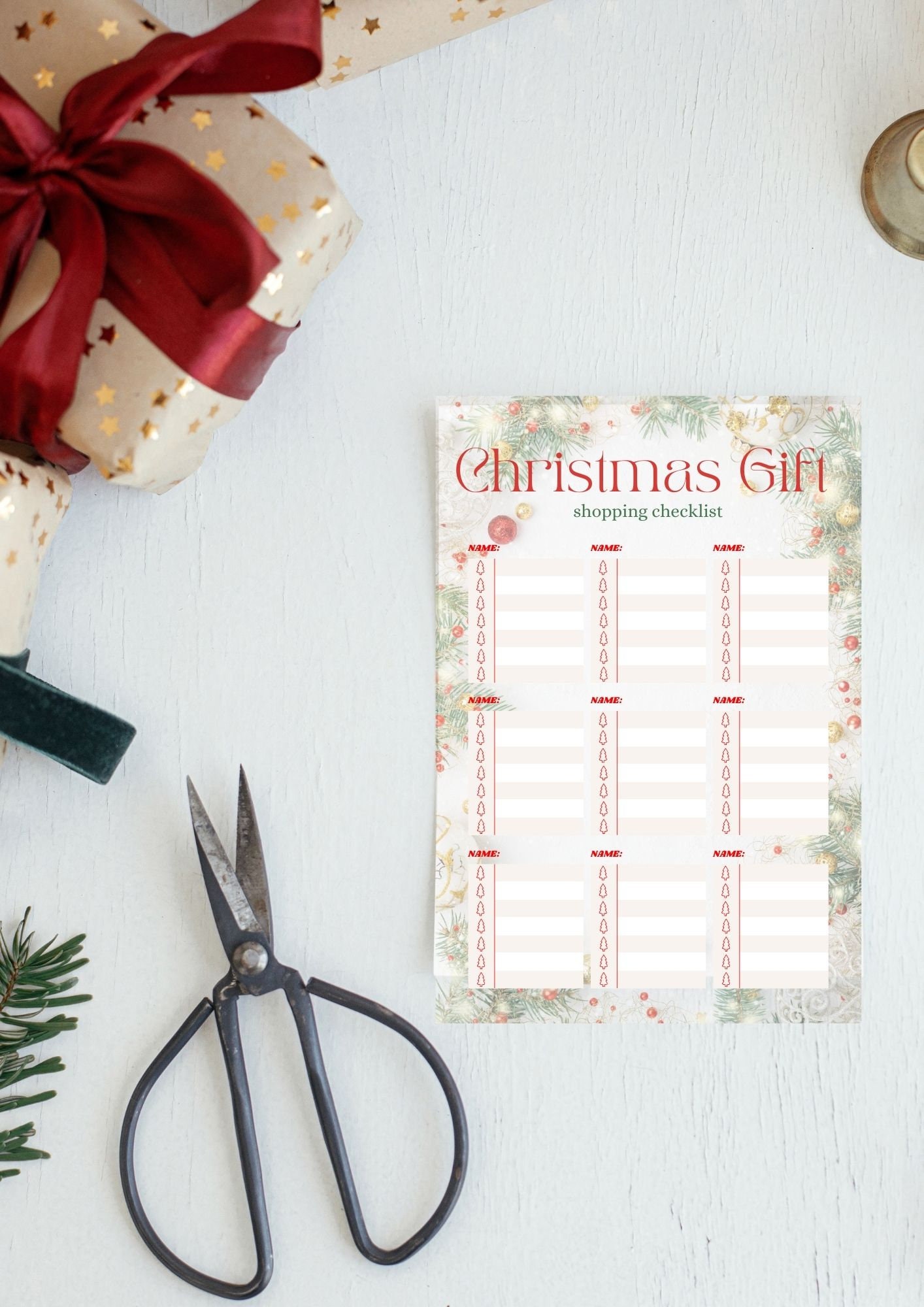 Christmas Gift Checklist Shopping List Christmas List Holiday Gift ...