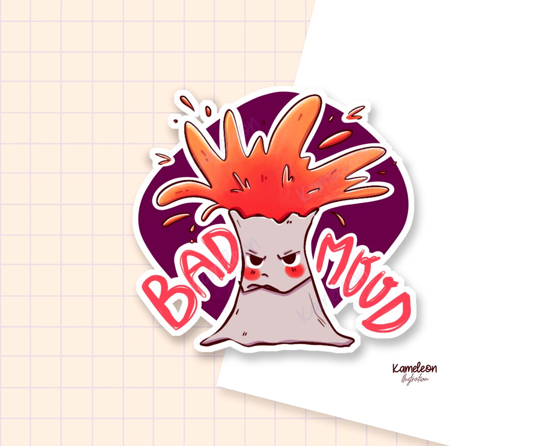 Bad Mood Sticker, Mood Sticker, Die Cut Sticker, Cute Character, Unique ...