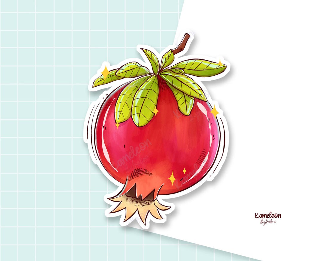 Pomegranate Sticker, Die Cut Sticker, Cute Fruit Sticker, Decoration ...