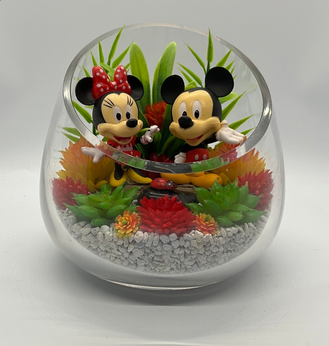Mickey & Minnie Mouse Terrarium Kit - Artificial Succulent Terrarium ...
