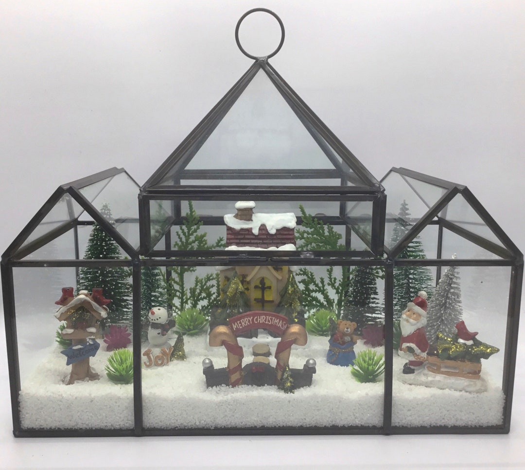 Christmas Winter Wonderland Terrarium Kit - 10” Metal Trim Castle ...