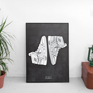 Off-white Air Jordan 1 / Blueprint Poster / Poster Print / Sneaker ...