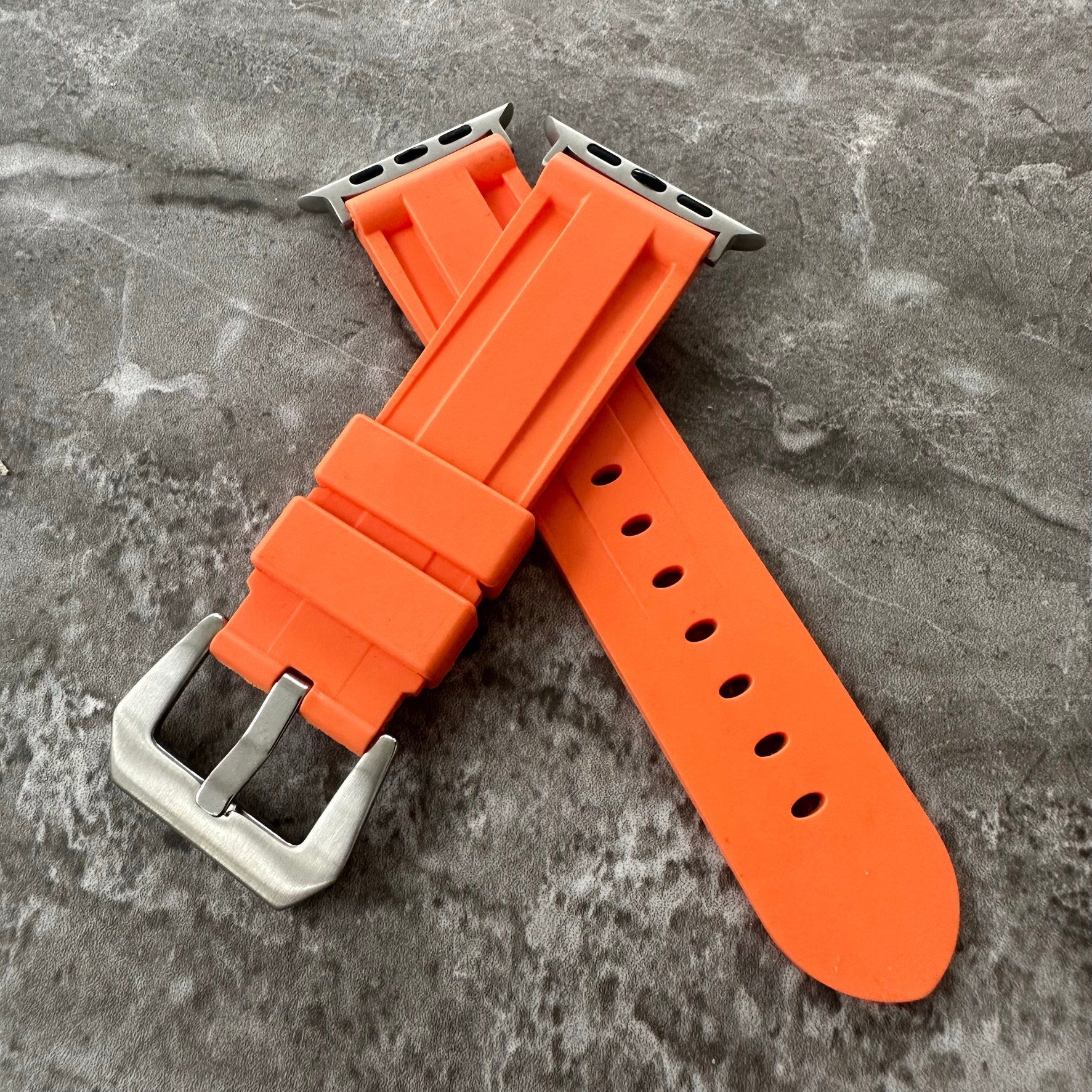 Orange Silicone Rubber Diving Watch Strap Band for New Apple - Etsy