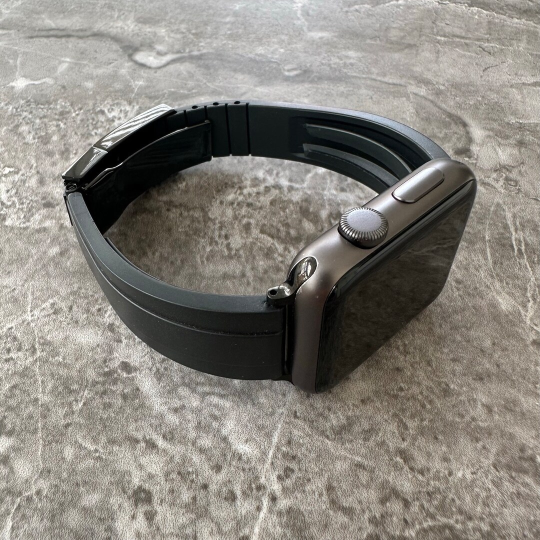 Rolex Style Black Silicone Rubber OYSTERFLEX Watch Strap Band With ...