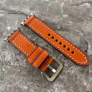 Quality Thick Dark Orange Leather Watch Strap Band for NEW 49mm Apple ...