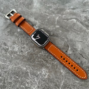Quality Thick Dark Orange Leather Watch Strap Band for NEW 49mm Apple ...