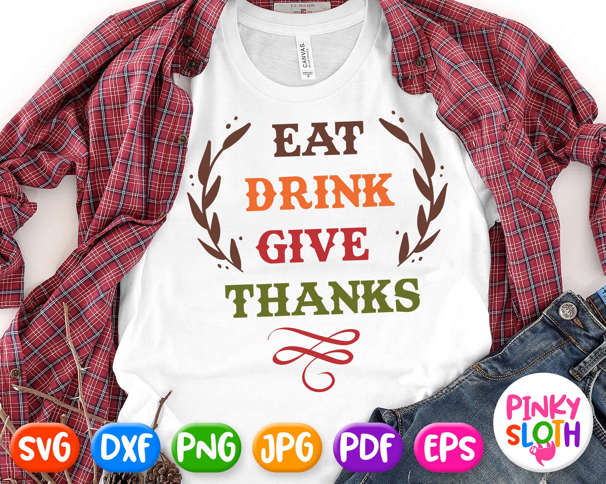Eat Drink Give Thanks Svg Thanksgiving Day Svg Thanksgiving Etsy