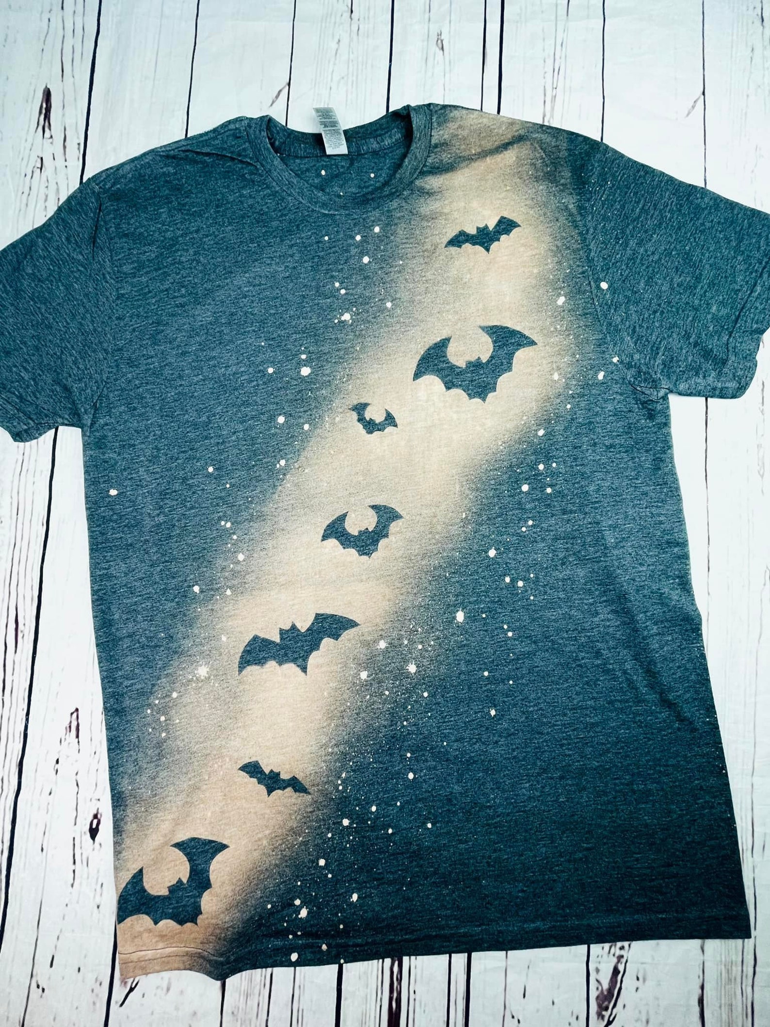 Bleached Halloween Bat Shirt, Unisex Fall Shirt, Stencil Bats Unisex ...
