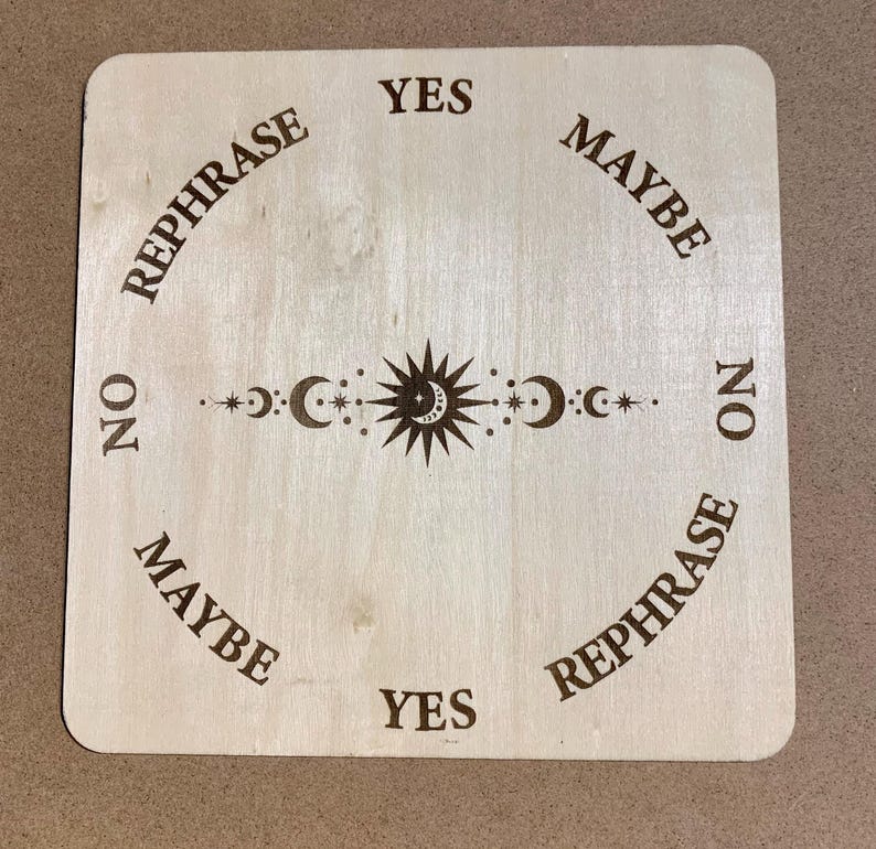 6 Square Wood Divination / Pendulum Board. Sun, Moon Phases, Snake ...