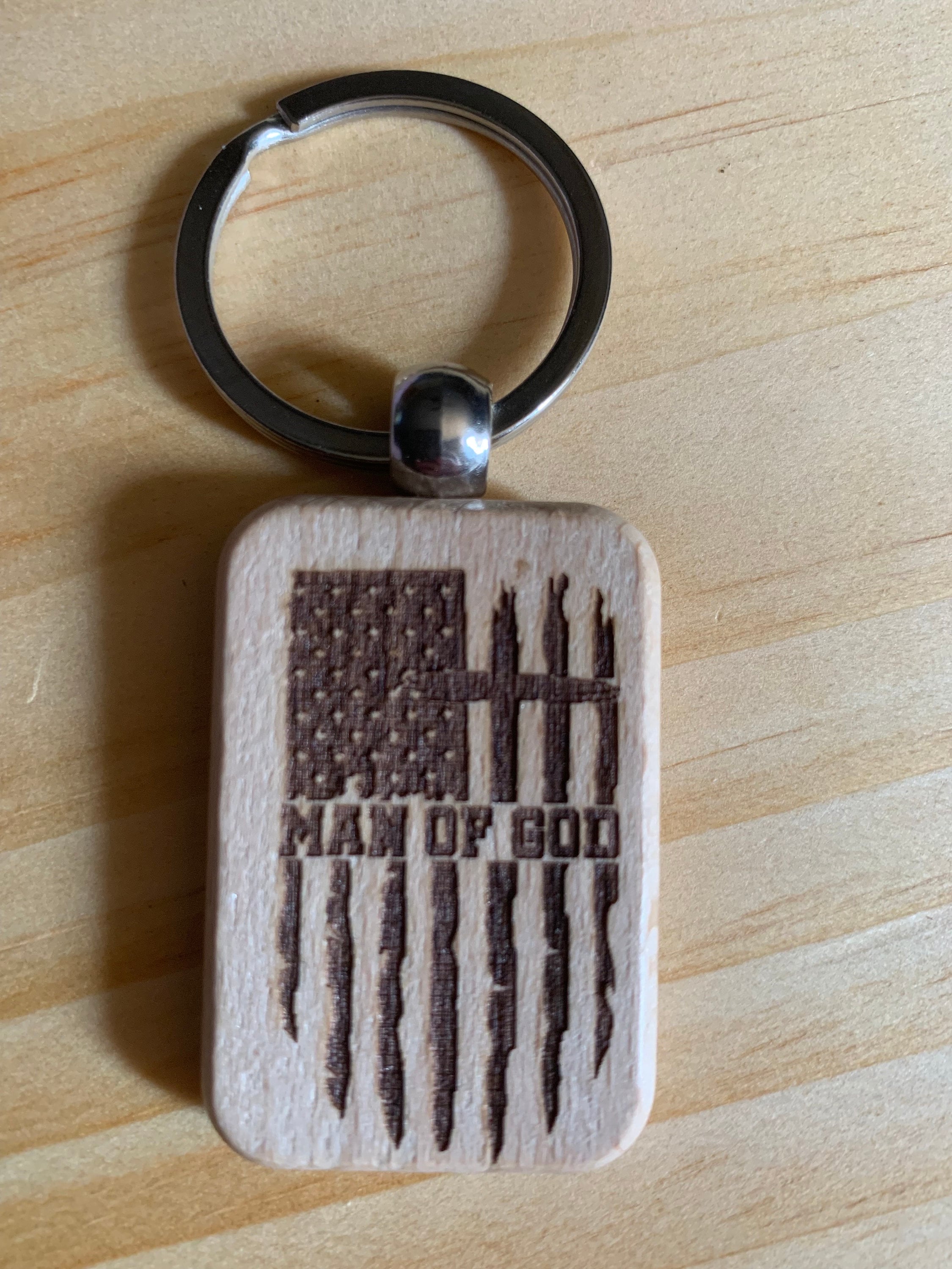 Laser Engraved Man of God/lion Wood Keychain With Metal Ring | Faith ...