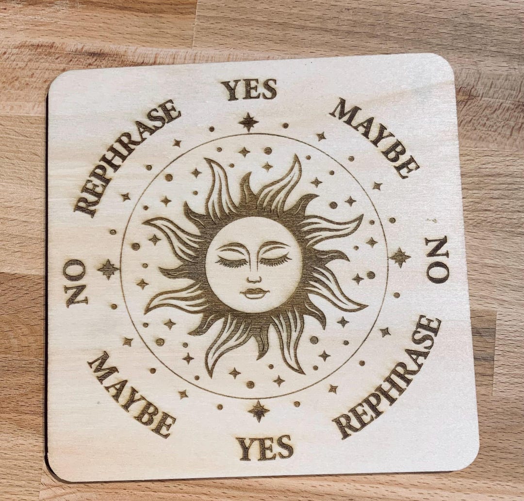 6 Square Wood Divination / Pendulum Board. Sun, Moon Phases, Snake ...