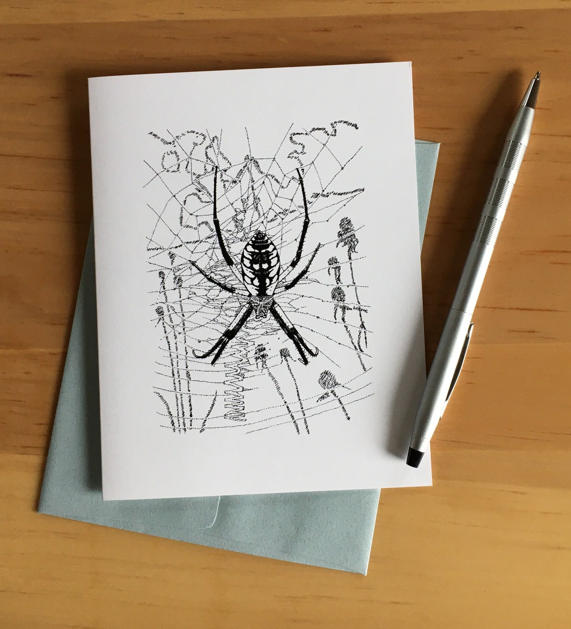 Yellow Garden Spider Pen & Ink Print - Etsy
