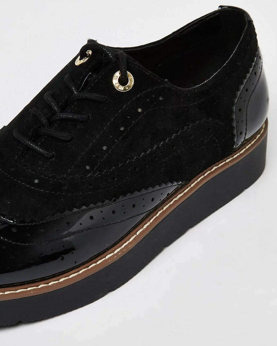 Womens/girls Light Weight Black Patent Creepers Shoes Brogue - Etsy