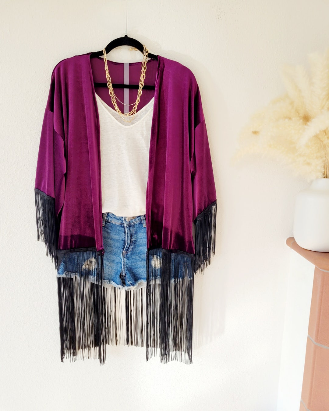 Customized Unisex Purple Velvet Cardigan With Tinsels/ Boho Jacket ...