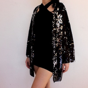 Evening Party Blazer, Reversable Sequin Jacket Silver and Black, Party ...